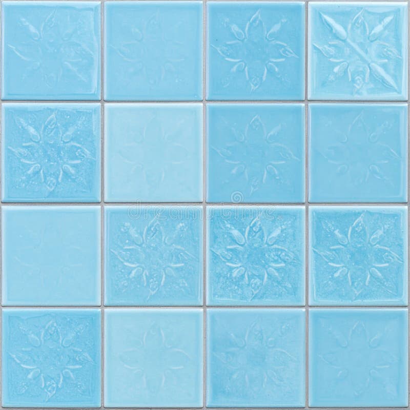 Light Blue Textured Tiles with Embossed Floral Pattern Stock ...