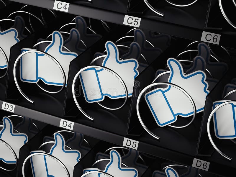 Light Blue Thumb Up Icons in Vending Machine, 3d Rendering Stock ...