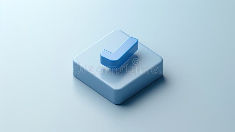 Light Blue Tick on a Raised Platform. Elevated Check Symbol. Soft Blue ...