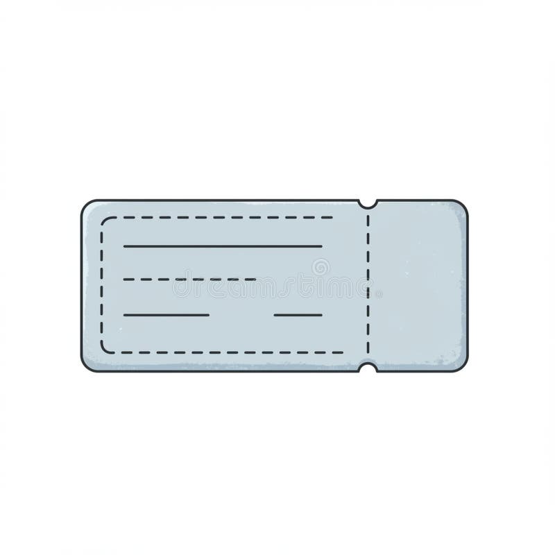 Light Blue Ticket Illustration with Rounded Edges and Perforations ...