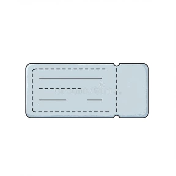 Light Blue Ticket Illustration with Rounded Edges and Perforations ...
