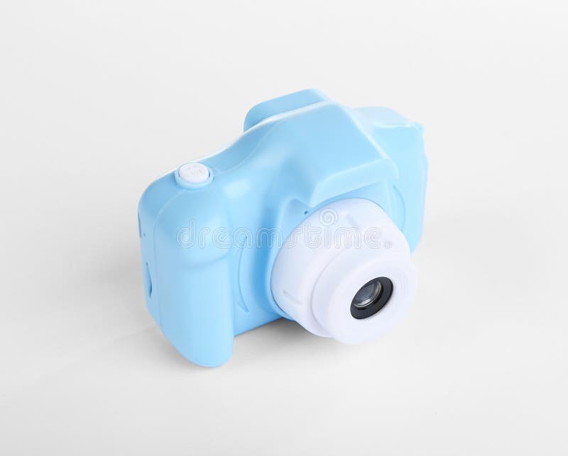 Light Blue Toy Camera Isolated Stock Image - Image of light, plastic ...