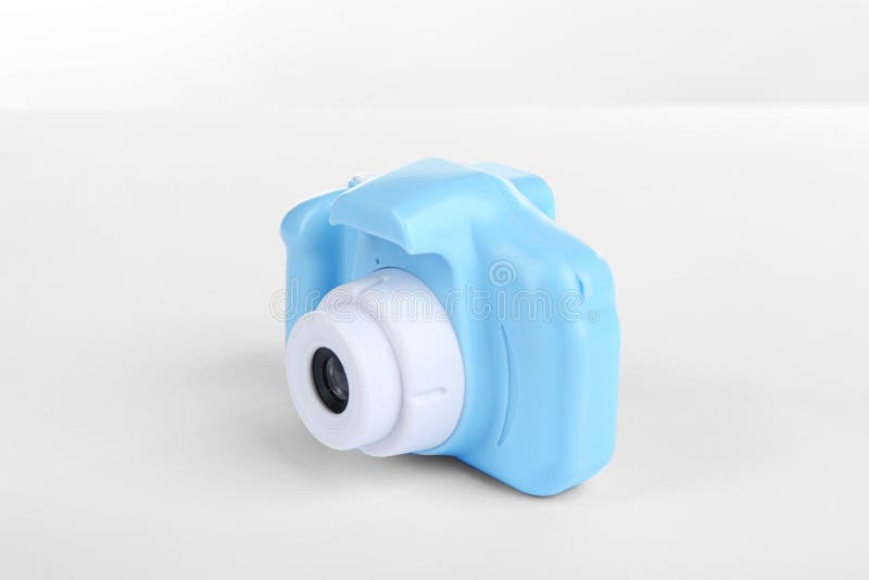 Light Blue Toy Camera Isolated Stock Photo - Image of blue, little ...