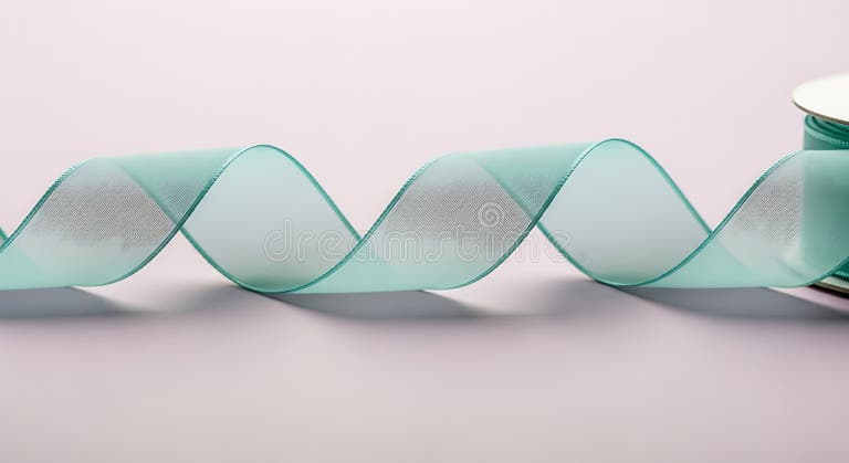 A Light Blue, Translucent Ribbon is Elegantly Curled in a Wave-like ...