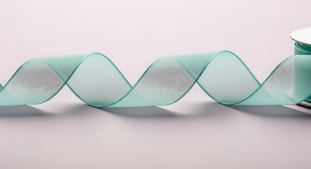 A Light Blue, Translucent Ribbon is Elegantly Curled in a Wave-like Pattern. it Extend Stock ...