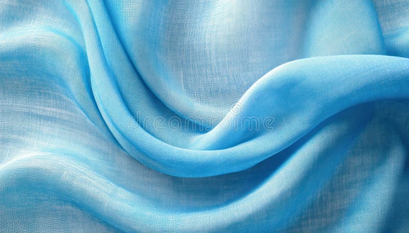 Light Blue Transparent Chiffon Fabric is Flowing on Table Stock Image ...