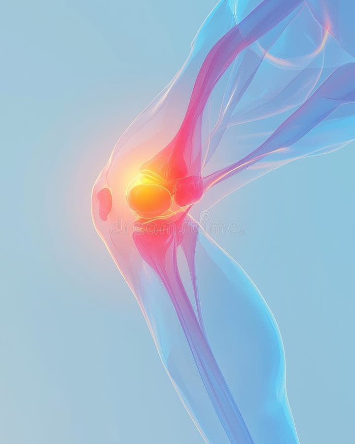 Light Blue, Transparent Knee Structure Showcasing Joint Details Stock ...