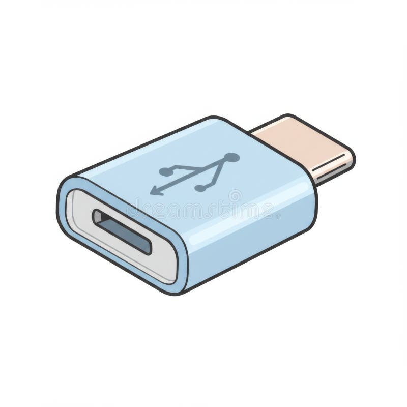 Light Blue USB To USB-C Adapter Illustration Stock Illustration ...