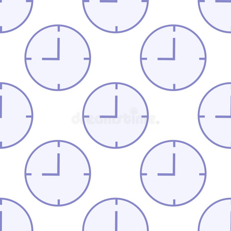 Light Blue Very Peri Clock Repeat Seamless Pattern on White Background ...