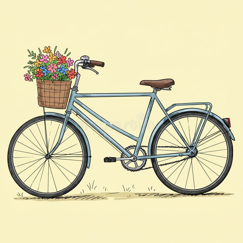 A Light Blue Vintage-style Bicycle is Illustrated Against a Pale ...