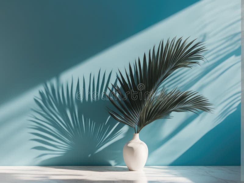 Light Blue Wall with Blurred Shadow from Leaves. Minimal Abstract ...