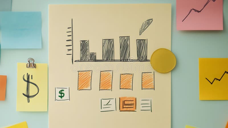 Wall with Hand-drawn Charts and Sticky Notes, Ai Generated Stock Image ...