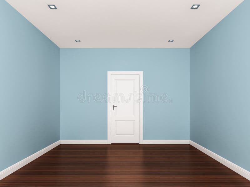 Light Blue Wall Empty Room,3d Interior Stock Illustration ...