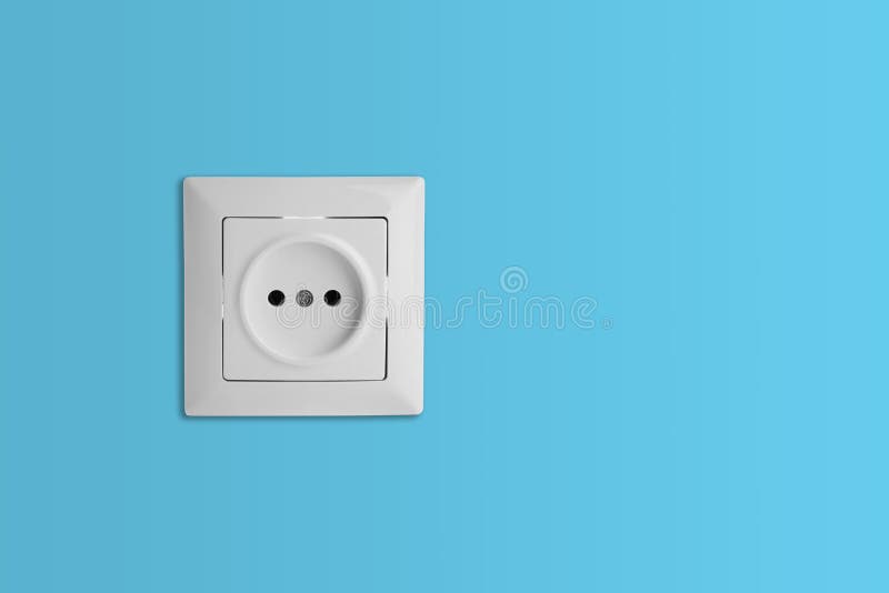 Blue Wall with Power Socket, Space for Text. Electrical Supply Stock ...
