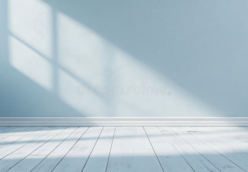 Light Blue Wall Room Interior with White Wood High Quality Image Stock ...