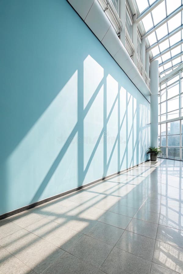 Light Blue Wall with Smooth Floor and Light Glare Background Stock ...