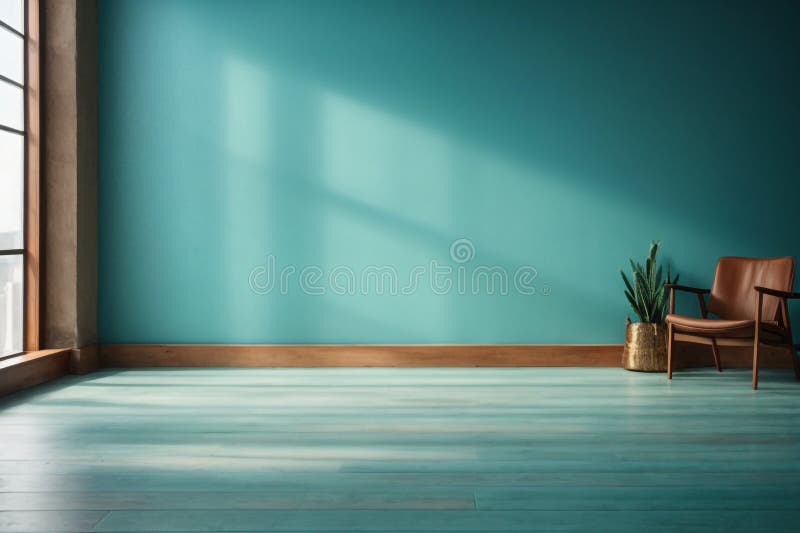 Light Blue Wall and Sunlight from the Window on the Wall in Empty Room ...