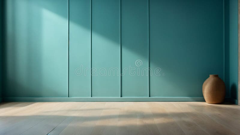 Light Blue Wall and Sunlight from the Window on the Wall in Empty Room ...