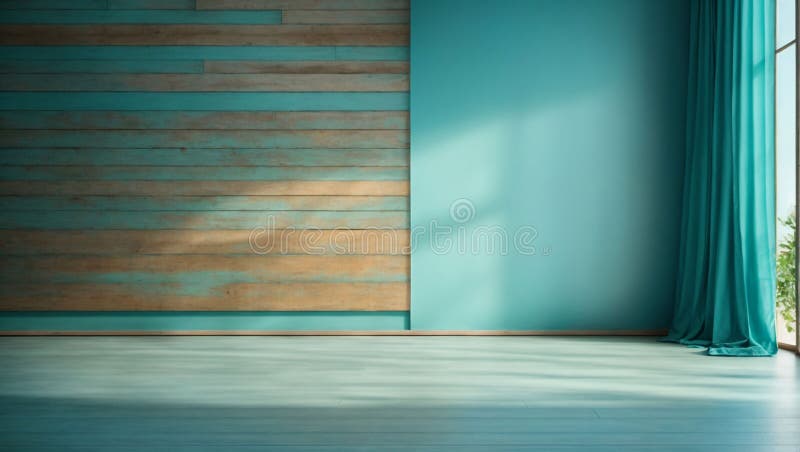 Light Blue Wall and Sunlight from the Window on the Wall in Empty Room ...