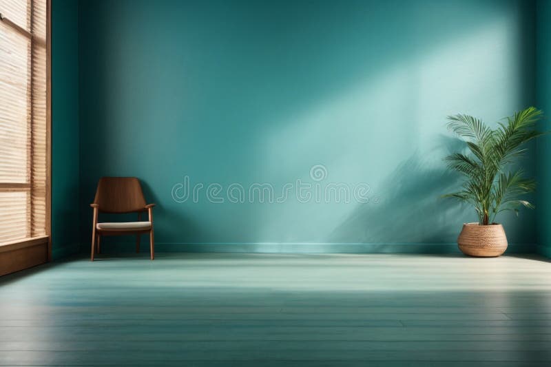 Light Blue Wall and Sunlight from the Window on the Wall in Empty Room ...