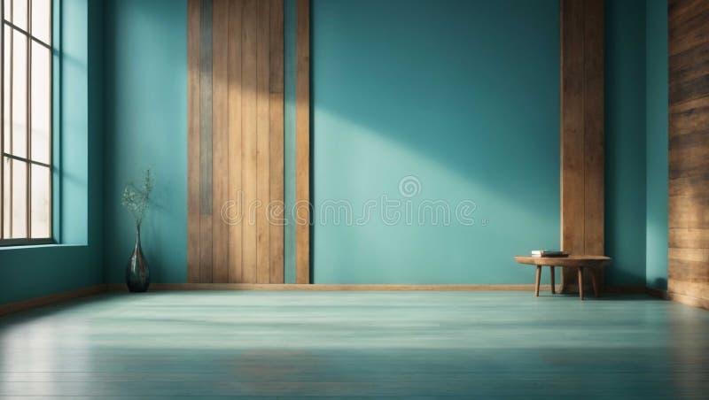 Light Blue Wall and Sunlight from the Window on the Wall in Empty Room ...