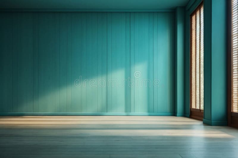 Light Blue Wall and Sunlight from the Window on the Wall in Empty Room ...