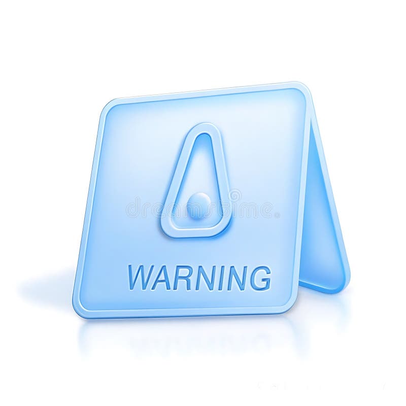 Light Blue Warning Sign with Triangle Symbol Isolated on White ...