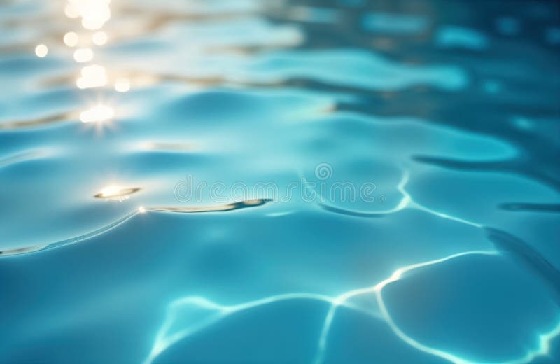 Light Blue Water Surface with Ripples, Reflections. Sunlight Creates ...