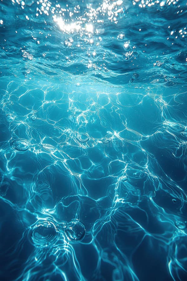 Light Blue Water Surface with Ripples and Sunlight Reflections Stock ...