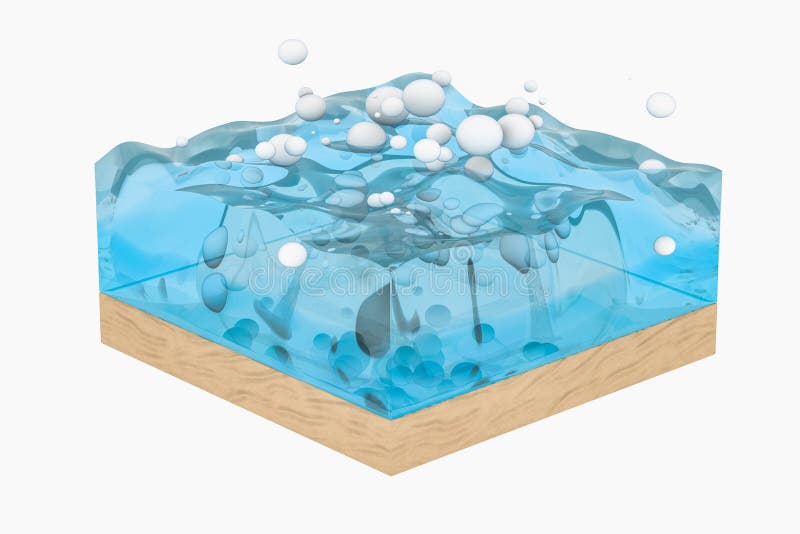 Light Blue Water Wave Cube, with Creative Spheres Bubble, 3d Rendering ...