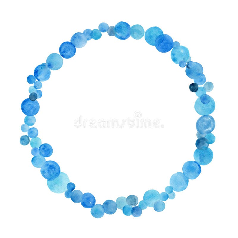 Light Blue Watercolor Frame with Plenty of Circles on White Background ...