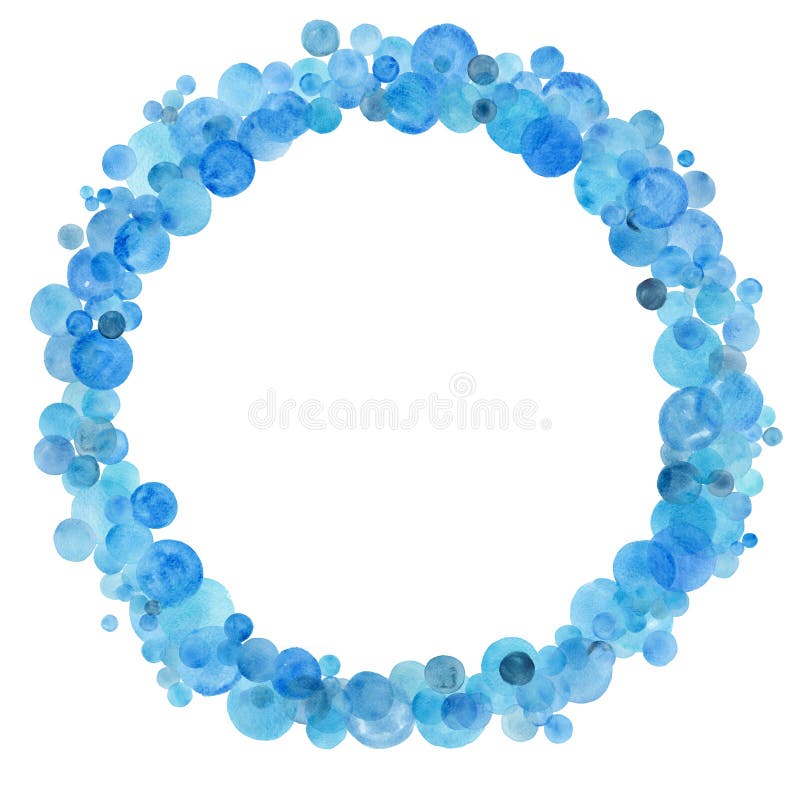 Light Blue Watercolor Frame with Plenty of Circles on White Background ...