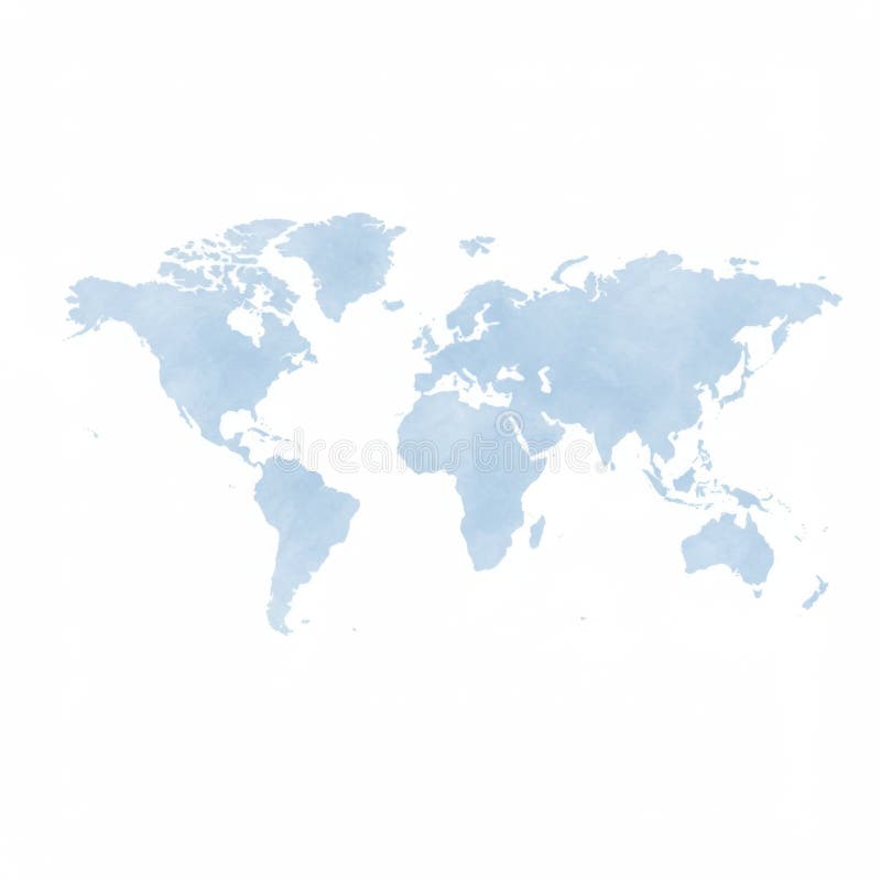 Light Blue Watercolor World Map Illustration Stock Illustration ...