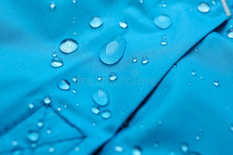 Light Blue Waterproof Fabric with Water Drops As Background, Closeup ...