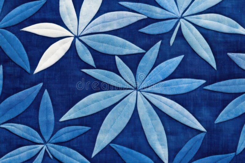 Traditional Japanese Hemp Leaf Pattern Decorating Indigo Blue Fabric ...