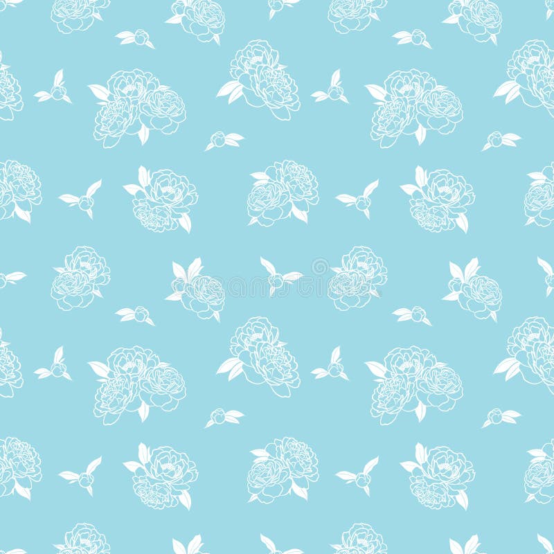 Light Blue and White Peony Repeat Pattern Design Vector Stock Vector ...