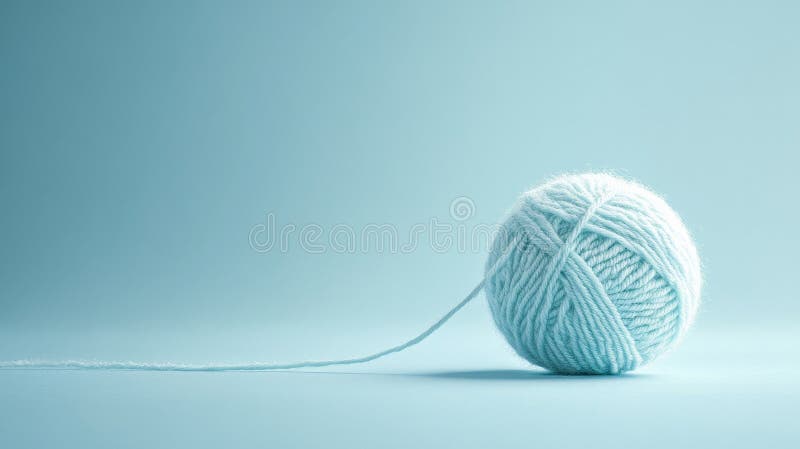 Light Blue Yarn Ball Unrolling on Seamless Background Stock Image ...