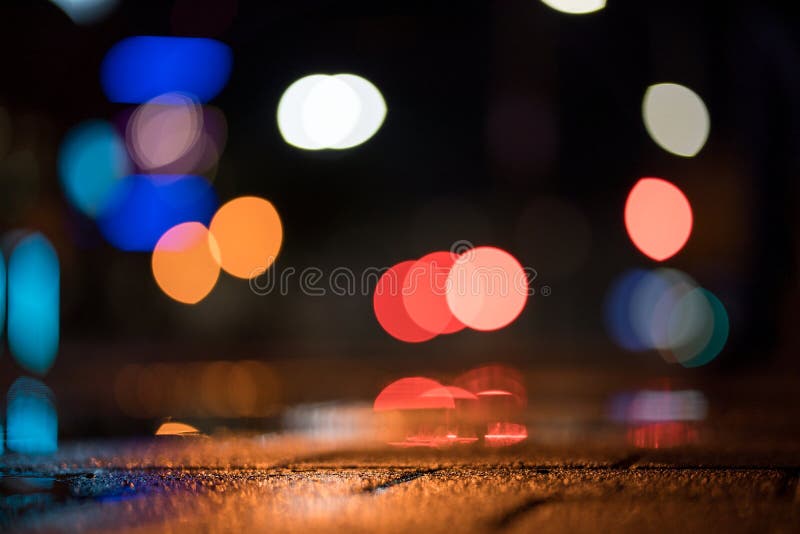 Light Bokeh Dots in the Night after Rain. Stock Photo - Image of circle ...