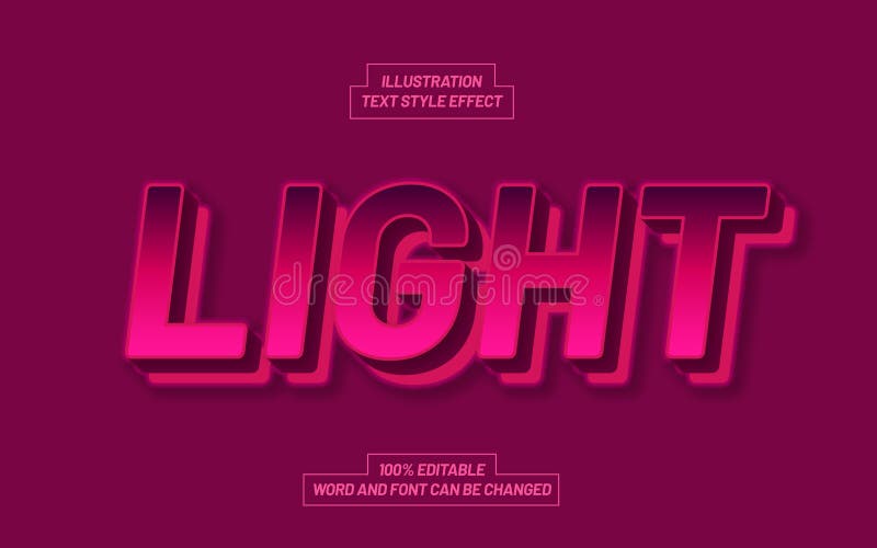 Light Bold 3D Text Style Effect Mockup Stock Vector - Illustration of ...