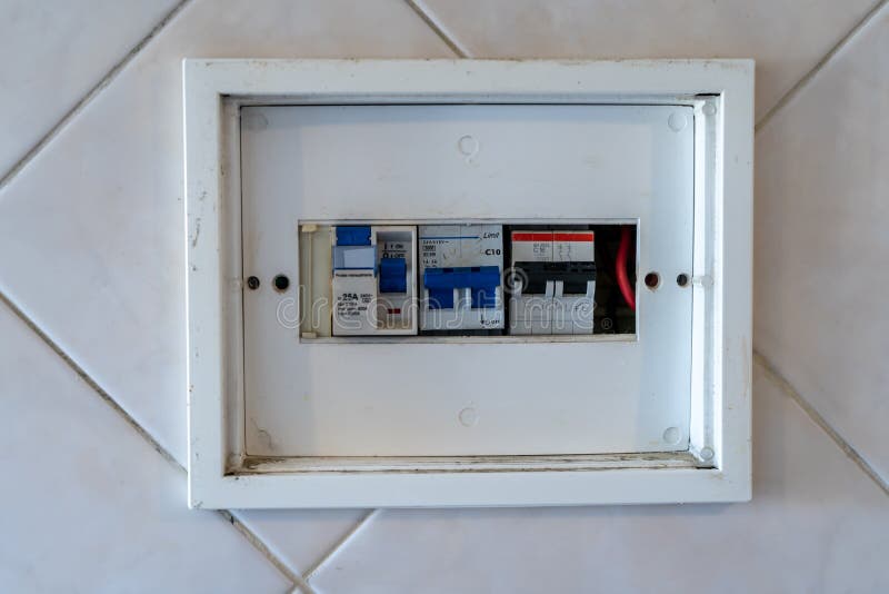 Light Box with Circuit Breakers and Thermal Switches Stock Image ...