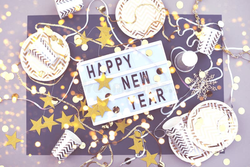 Light Box with the Inscription Happy New Year Stock Photo - Image of ...