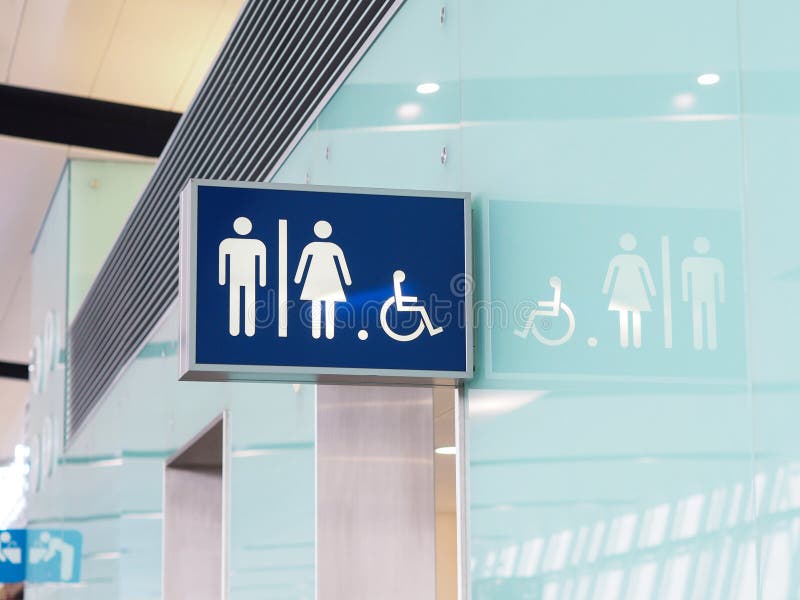 Light Box of Public Restroom Sign Stock Photo - Image of overhead, sign ...