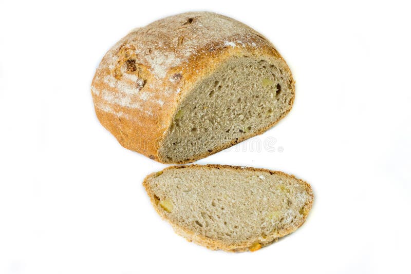 Loaf and Slice of Wholemeal Bread on Table Stock Image - Image of ...