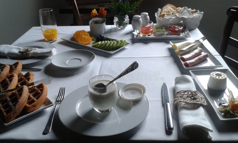Light Breakfast for two. stock photo. Image of wholesome - 121568872