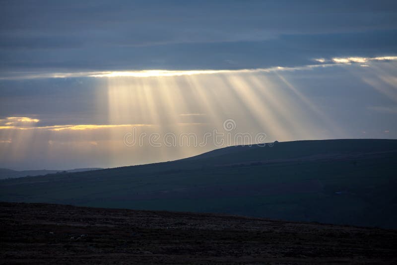 Light Breaking through Cloud Across Mountains Stock Photo - Image of ...