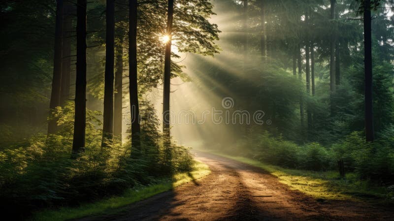 Light Breaking through the Foliage of Trees in the Forest Stock ...
