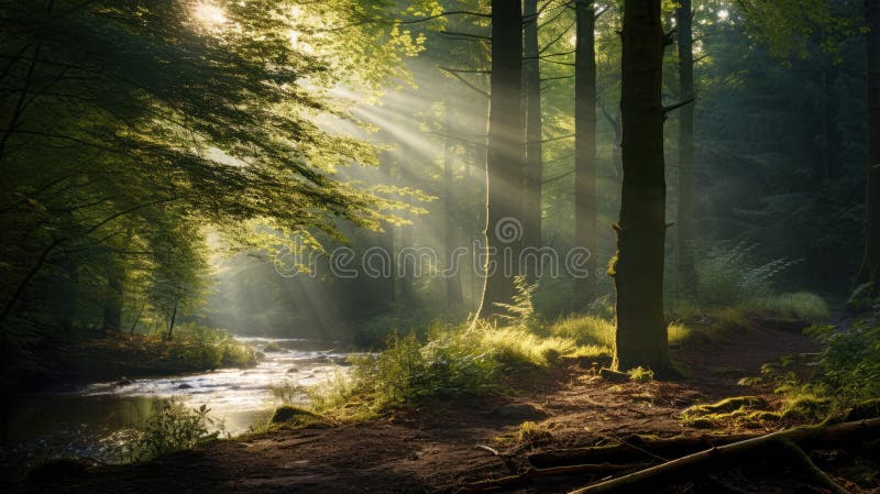 Light Breaking through the Foliage of Trees in the Forest Stock ...