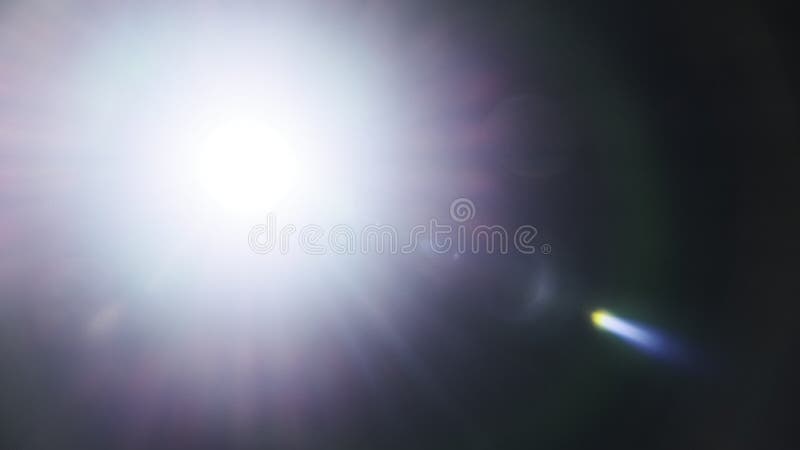 The Light of a Bright Flashlight Directed at the Camera Moves from Side ...