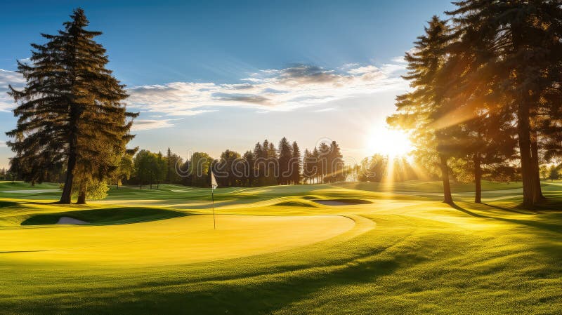 Light Bright Sun Golf Course Stock Illustration - Illustration of ...