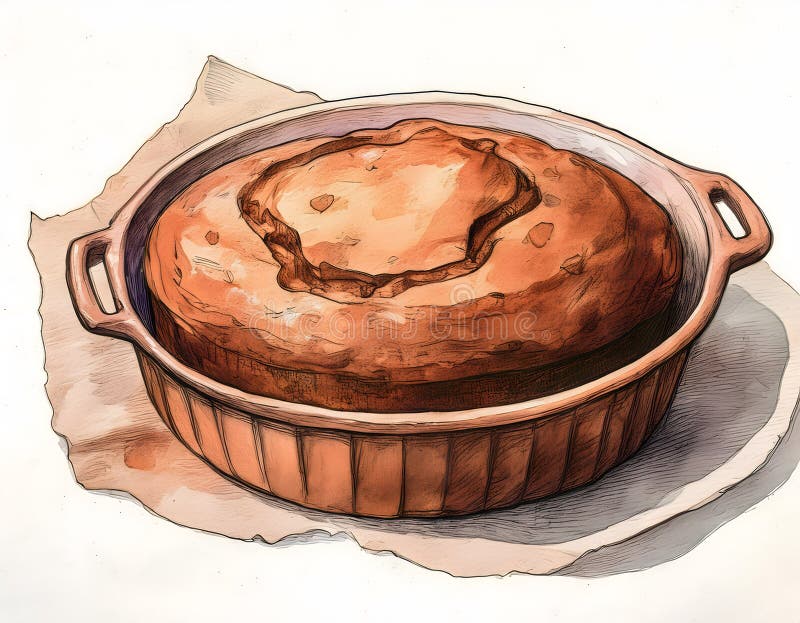 A Light Brown Baked Good with a Slightly Uneven Surface is in a Round ...